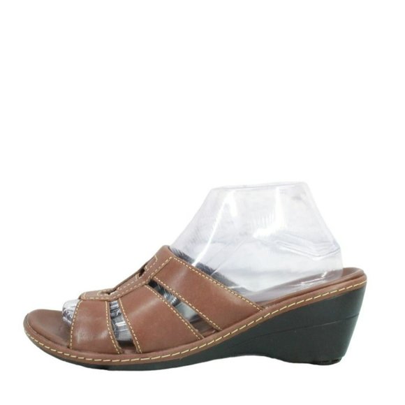 L.L. Bean | Shoes | Ll Bean Brown Leather Slip On Comfort Casual Wedge ...